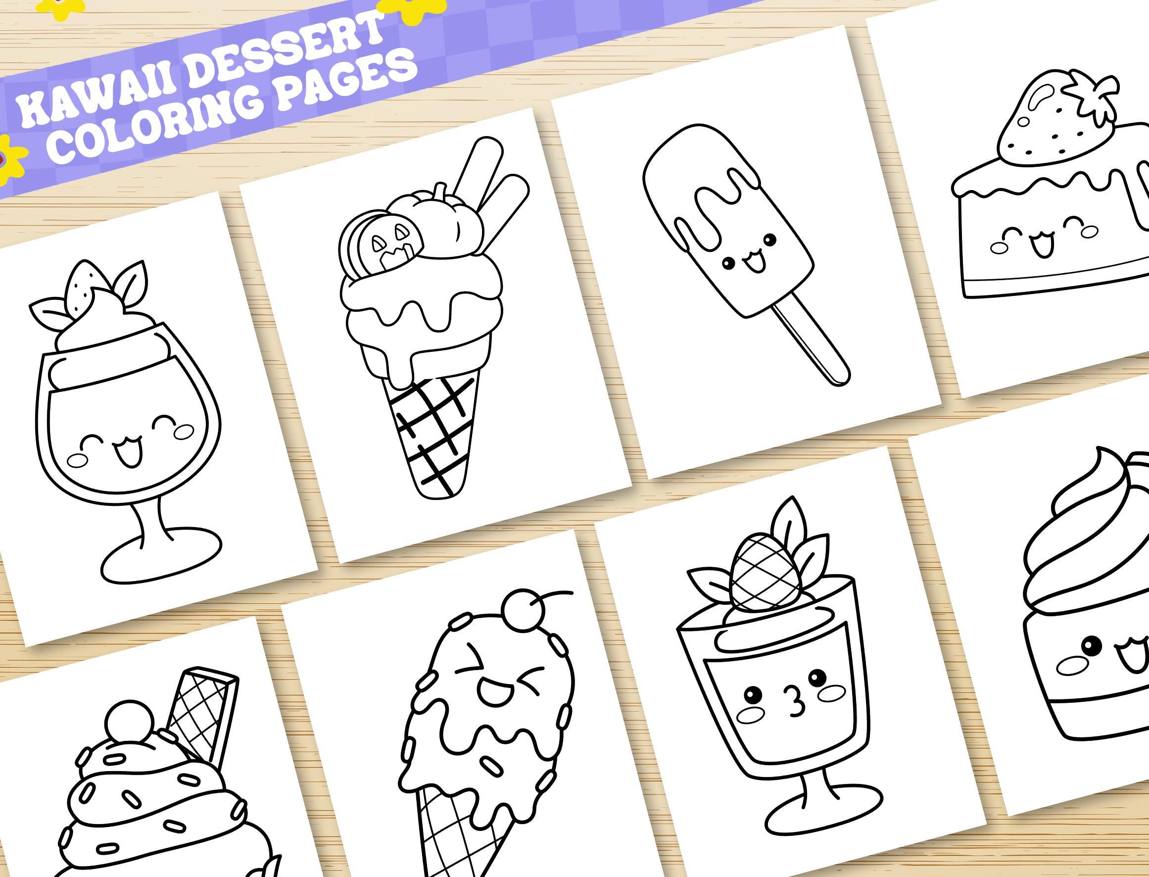 Cute Dessert Coloring Pages | Bold and Easy | 50 Pages | Cute Coloring ...