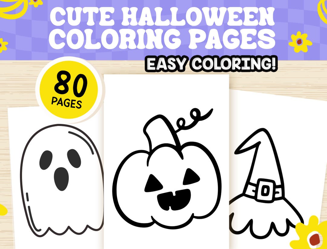 80 Pages Cute Halloween Kids Coloring Book, Coloring Books, Coloring ...