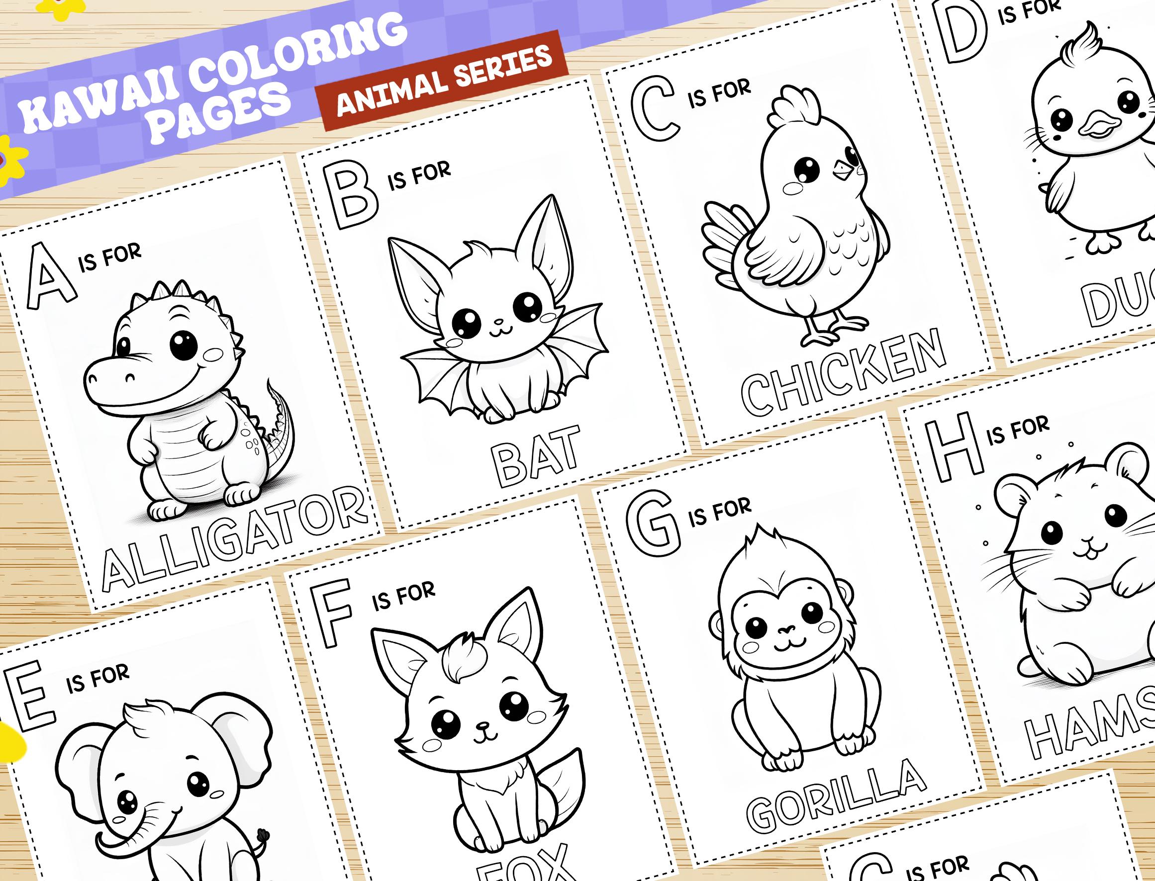 Kawaii Cute ABC Baby Shower Coloring Book | Alphabet Book | Baby Shower ...