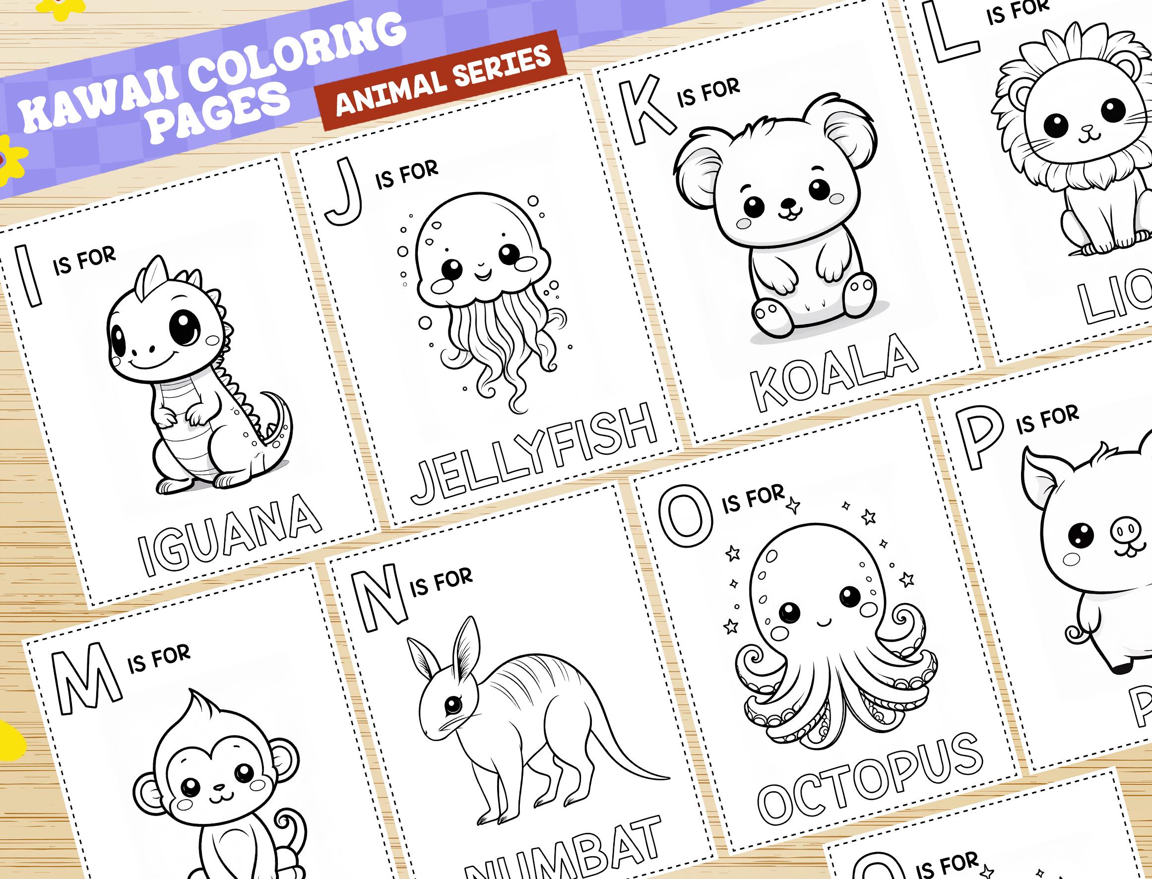 Kawaii Cute ABC Baby Shower Coloring Book | Alphabet Book | Baby Shower ...