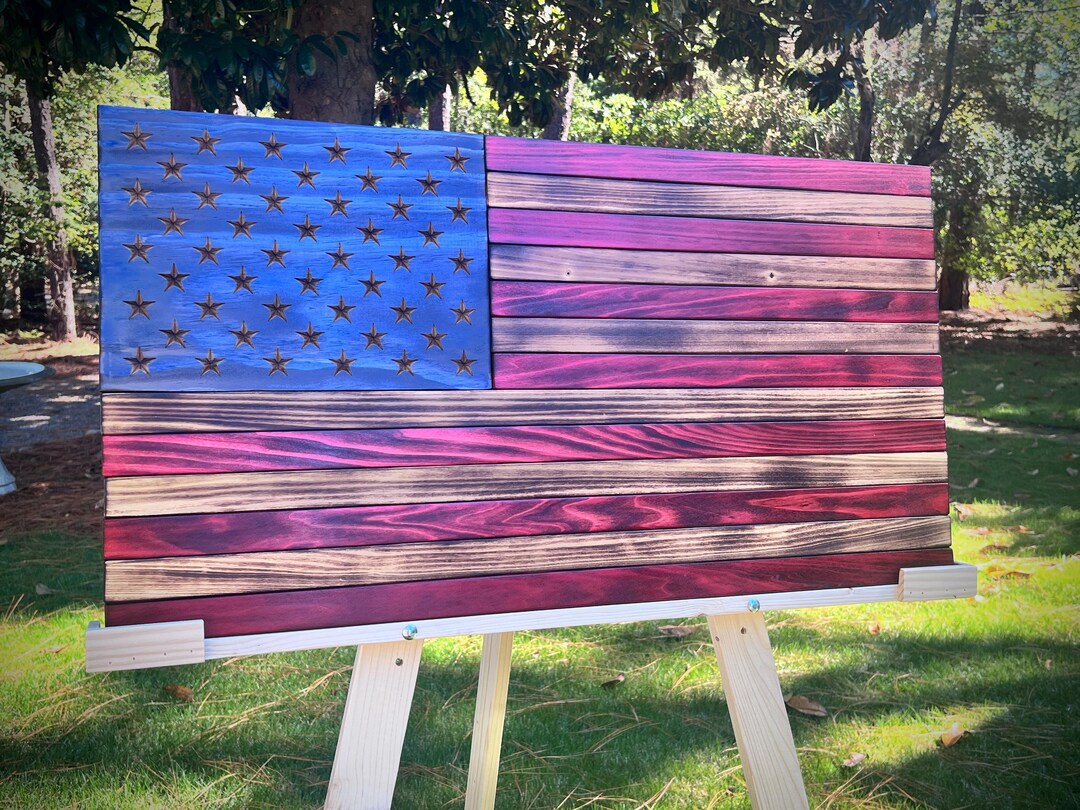 Handcrafted Heritage American Flag With Custom Laser Engraving - Etsy