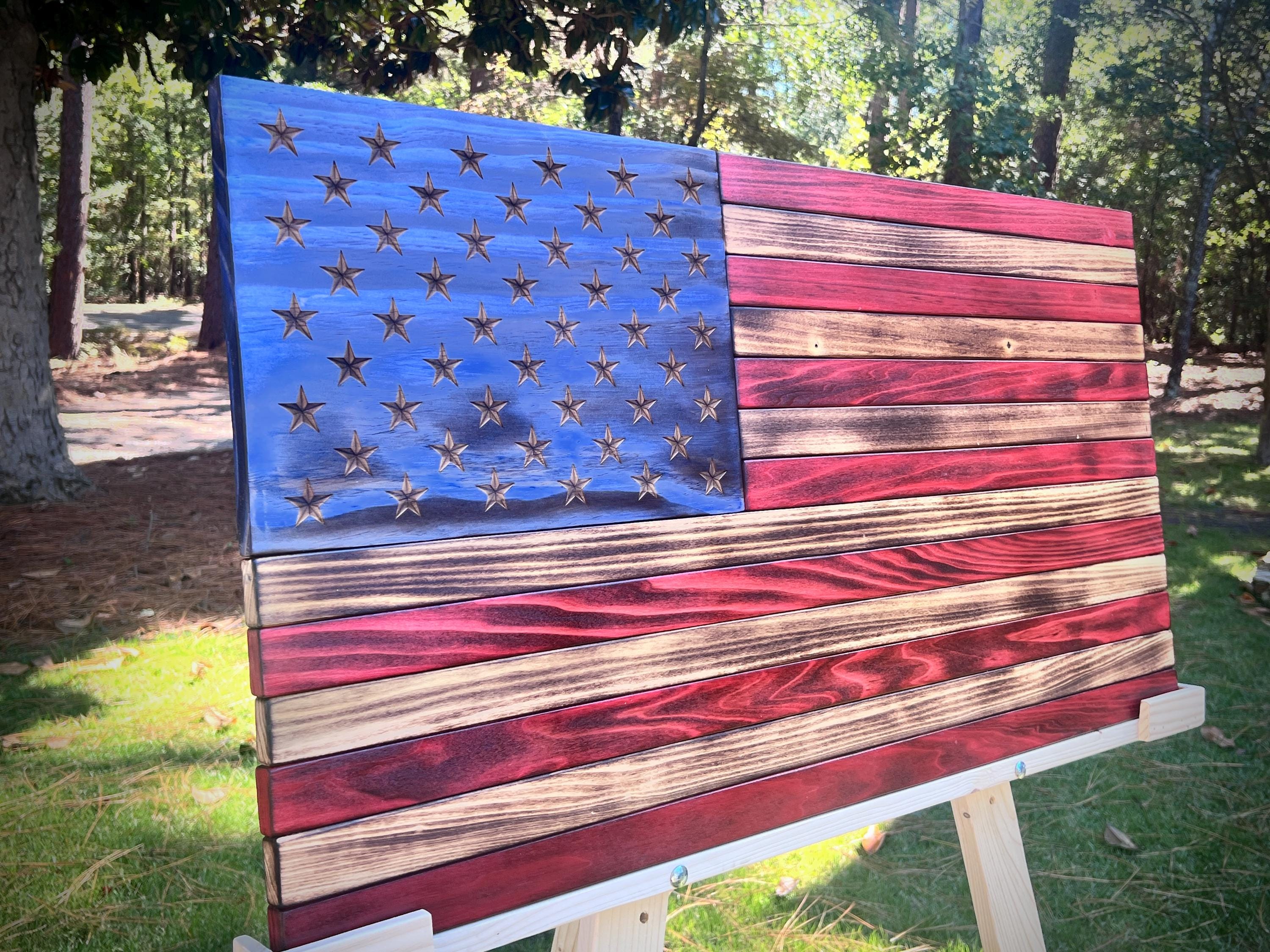 Handcrafted Heritage American Flag With Custom Laser Engraving - Etsy