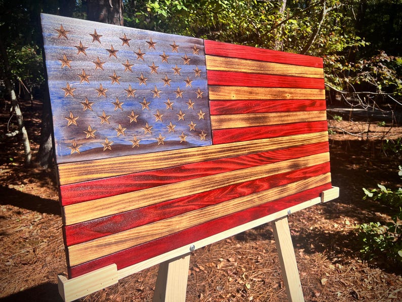 Handcrafted Heritage American Flag With Custom Laser Engraving - Etsy