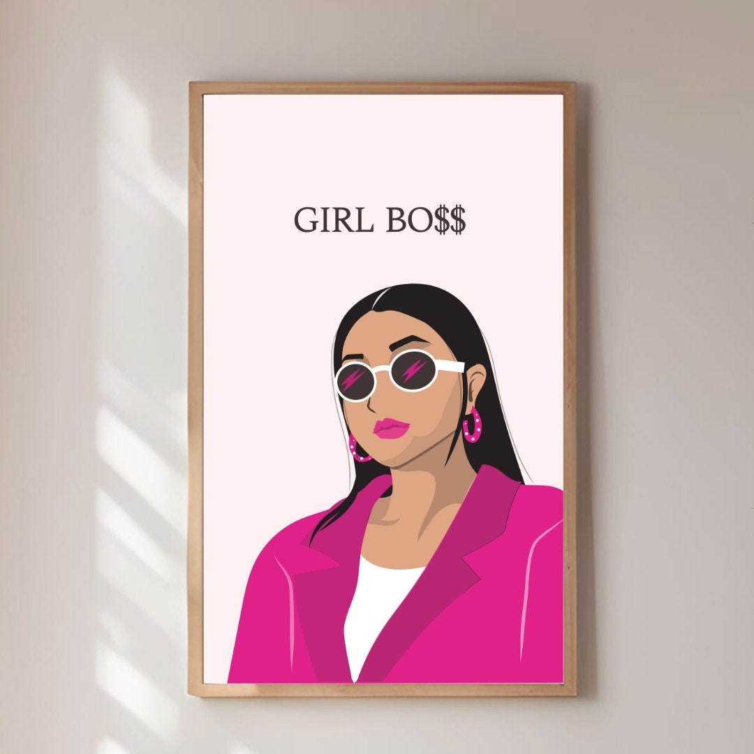 Girl Boss in Pink Feminine Inspo Wall Art Female Empowerment Self Love ...