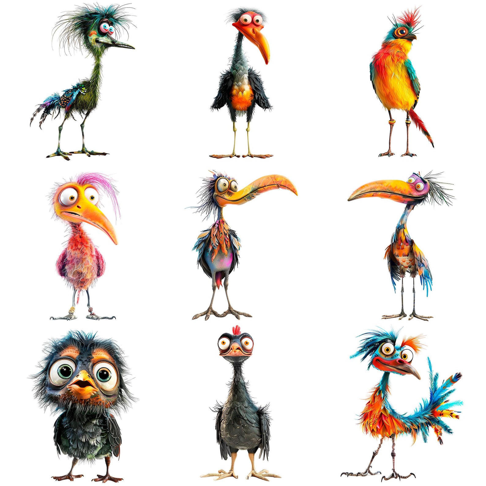 Colorful and Funny Quirky Birds PNG Files , Maybe a Bird Represents ...