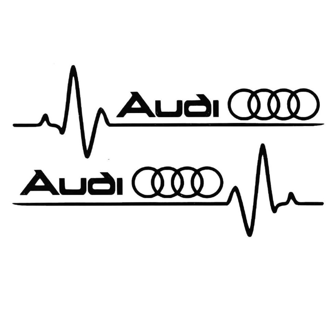 Audi Font Car Sticker With Heartbeat Sticker Left and Right, Stickers ...