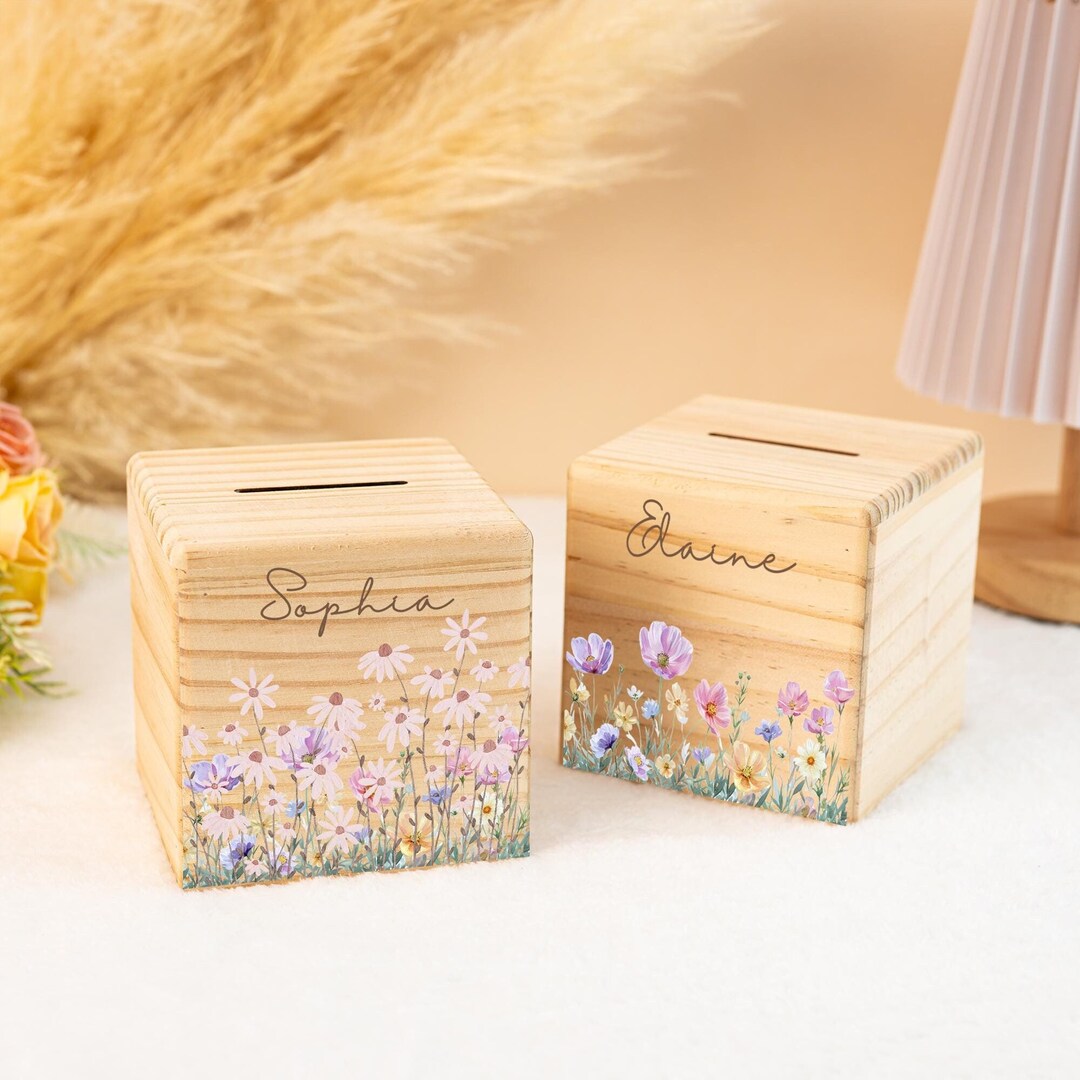 Money Box Girl,money Box Personalized,money Box Wood,money Box Flowers ...