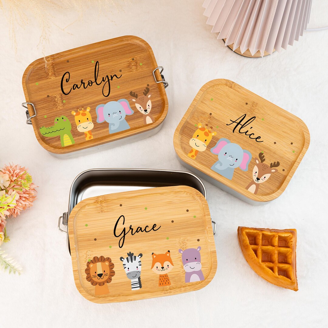 Personalized Kid's Lunch Box,wooden Children's Lunch Box,animals Lunch ...