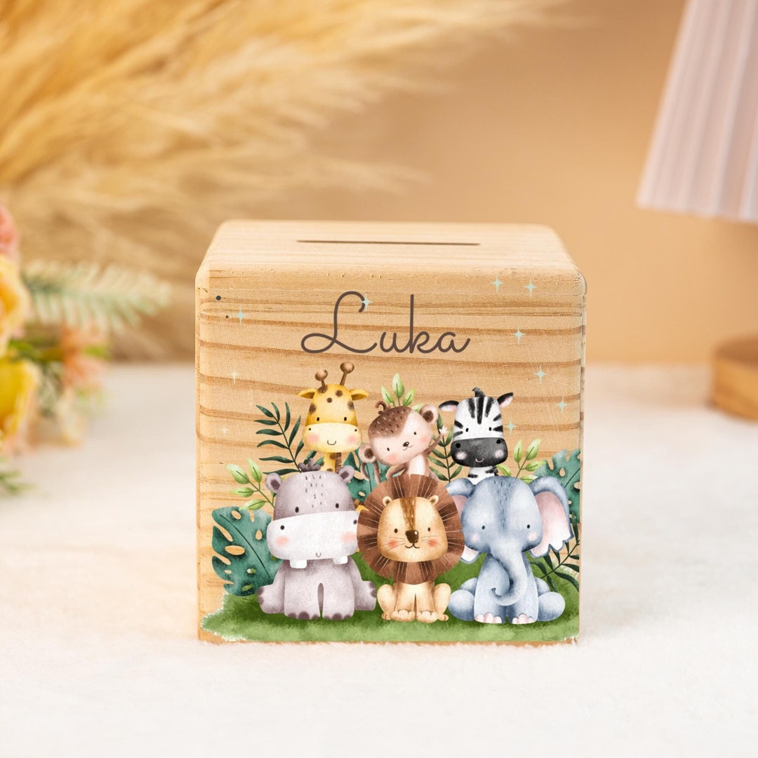 Wood Baby Piggy Bank,personalized Name Baby Money Box for Children ...