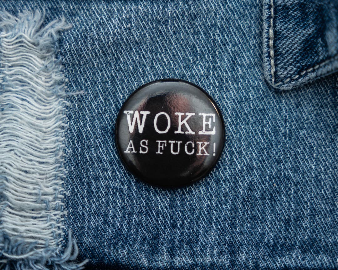 Woke AF Pin - 1.25" Bold Black and White Statement Button - Satirical ...