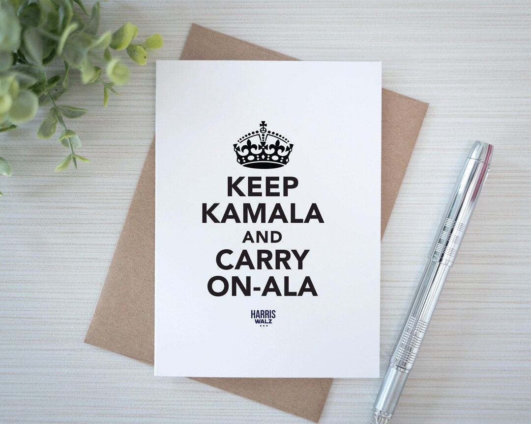Keep Kamala and Carry On-ala Note Card / Harris Walz / Note Card ...