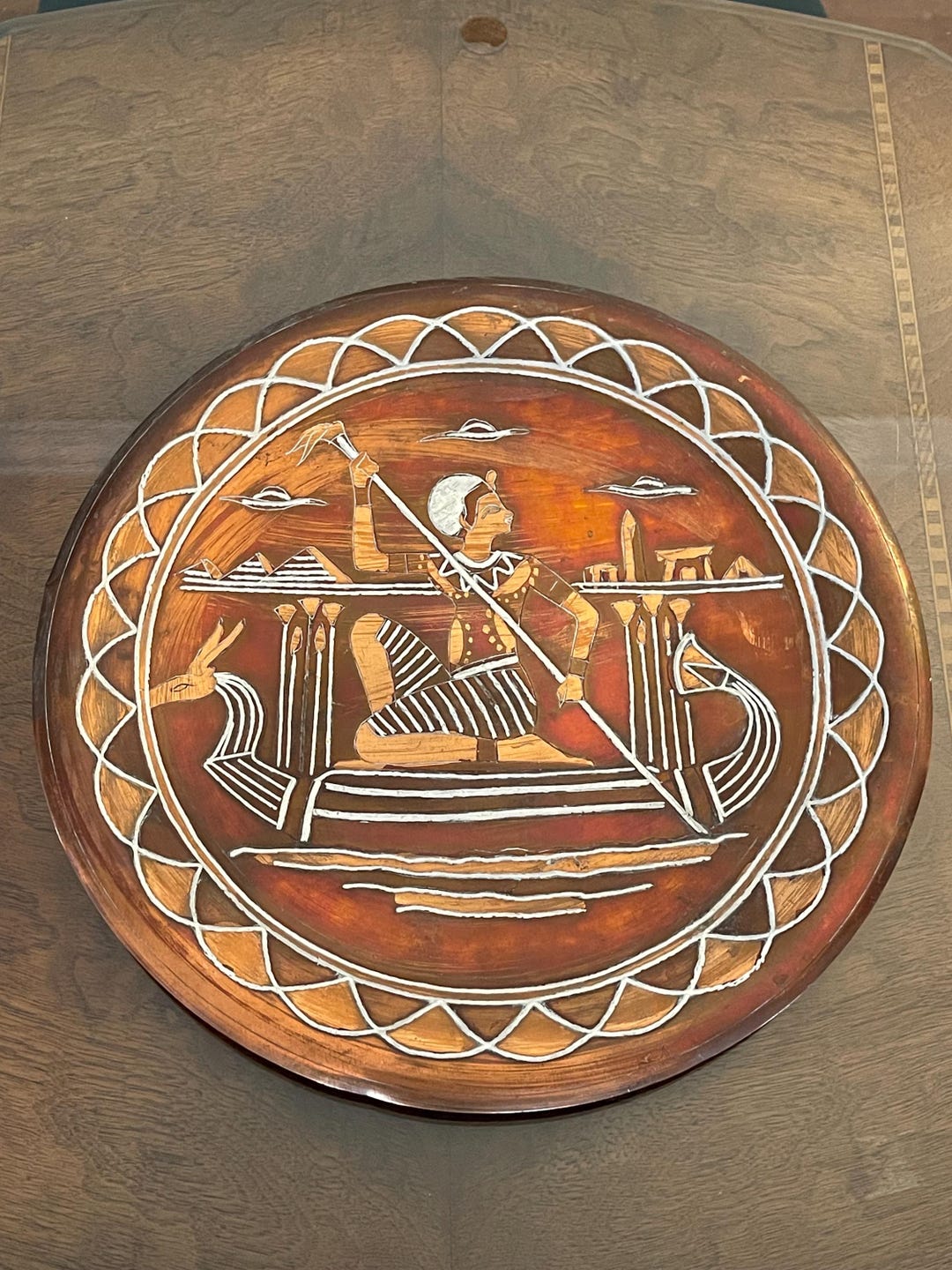 Vintage Egyptian Etched Brass Copper Silver Plate Cairo Ware - Etsy