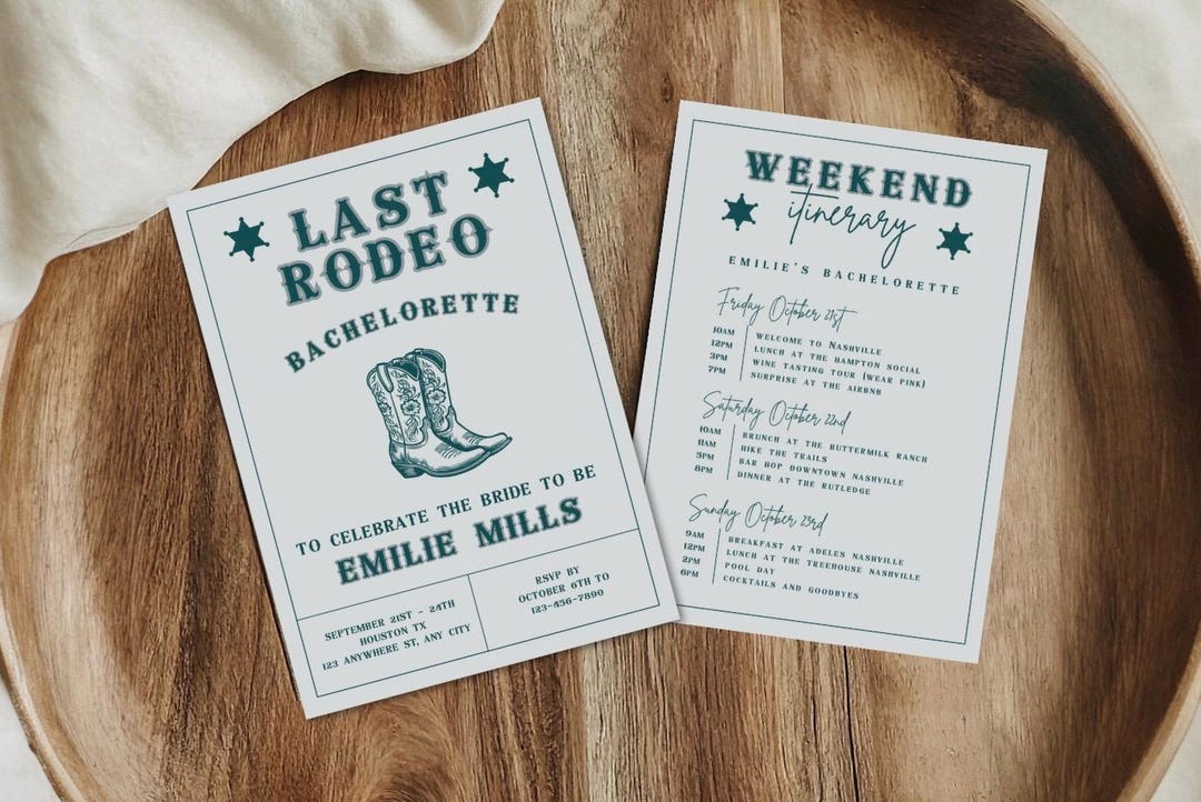 Editable Last Rodeo Bachelorette Party Invitation, Bachelorette ...