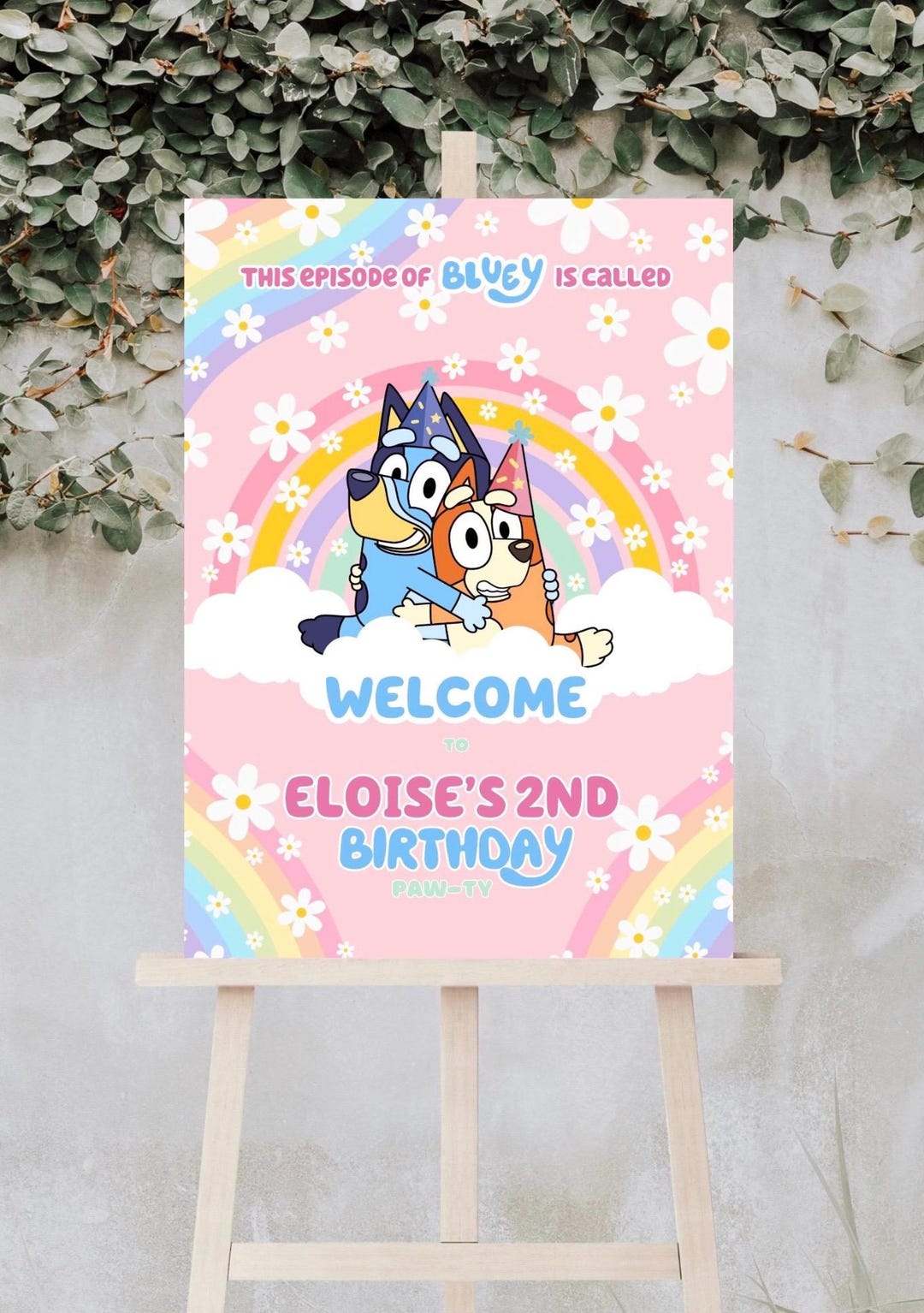 Girl Bluey Birthday Welcome Sign, Bluey Party Poster Decor, Bluey ...