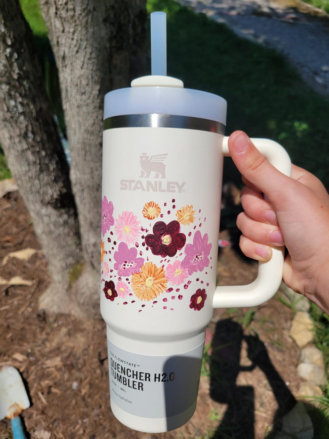 Hand Painted Flower Designs on a Cream 30 Oz Stanley - Etsy