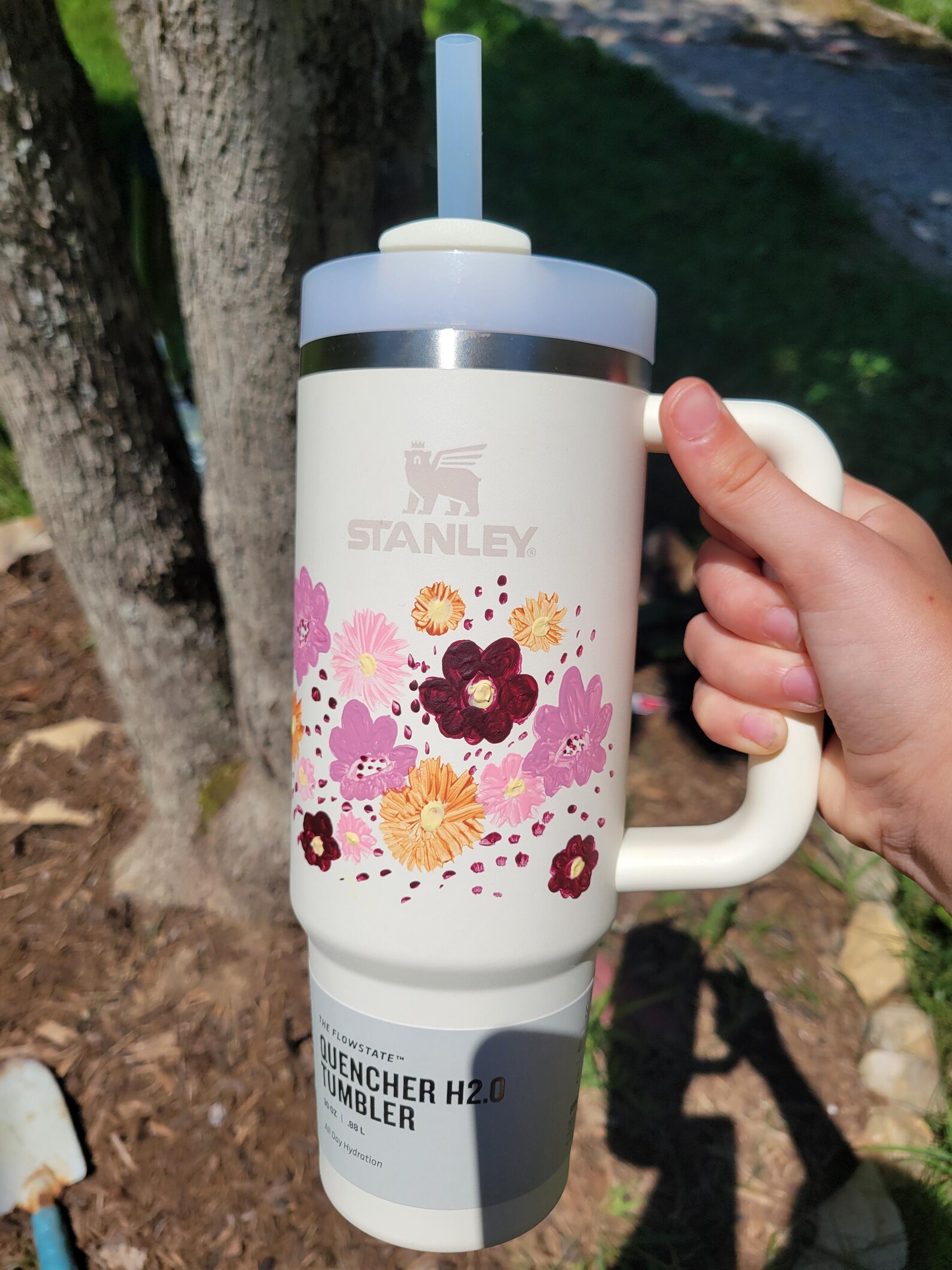 Hand Painted Flower Designs on a Cream 30 Oz Stanley - Etsy