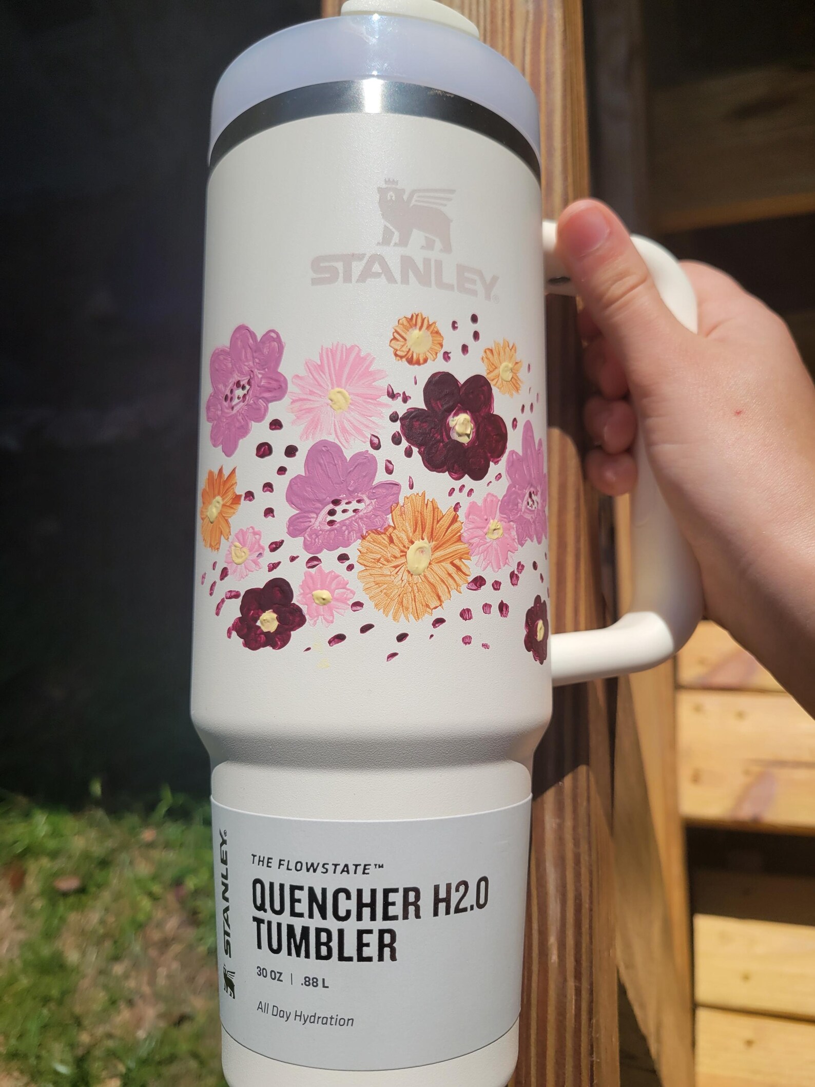 Hand Painted Flower Designs on a Cream 30 Oz Stanley - Etsy