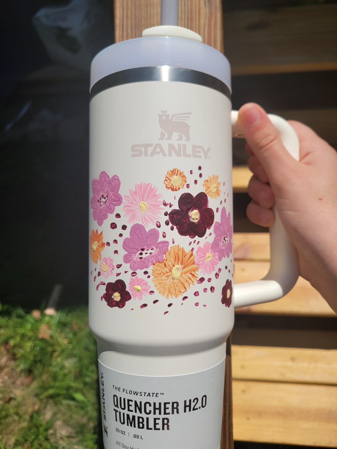 Hand Painted Flower Designs on a Cream 30 Oz Stanley - Etsy
