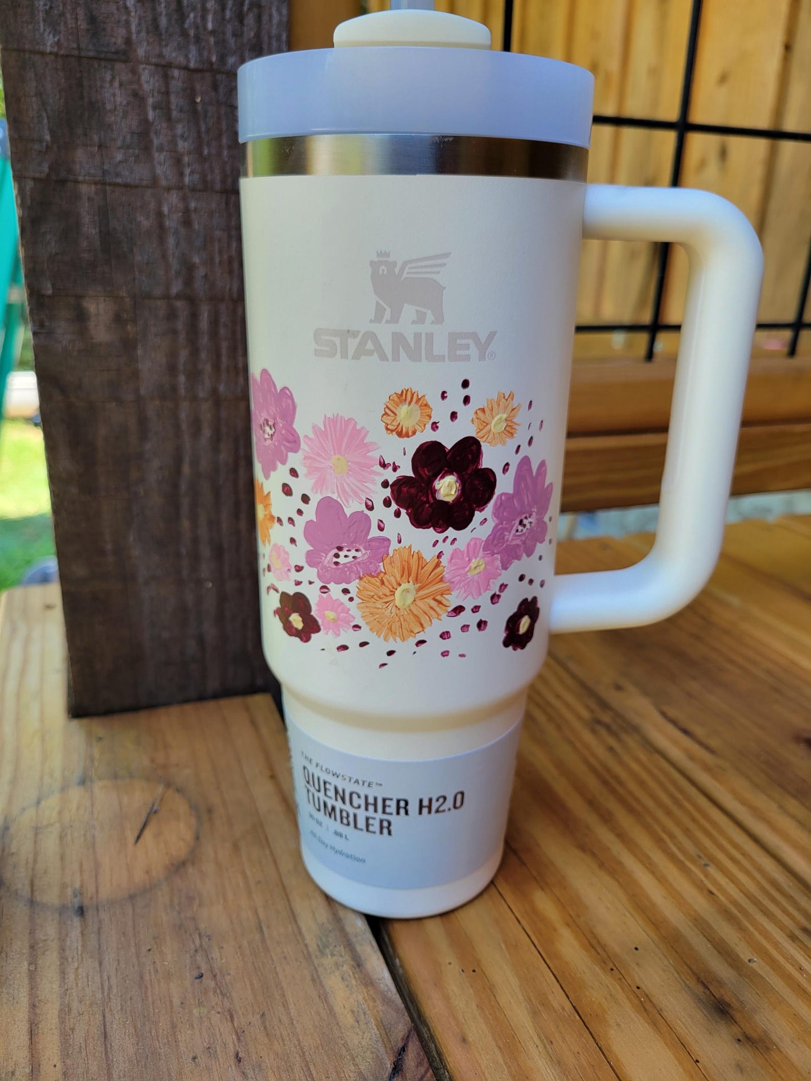 Hand Painted Flower Designs on a Cream 30 Oz Stanley - Etsy