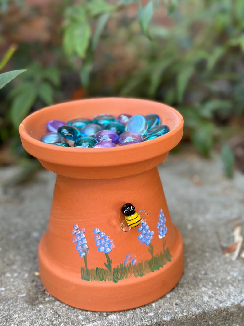 Bee Watering Station, Pollinators Watering Station, Hand Painted Garden ...