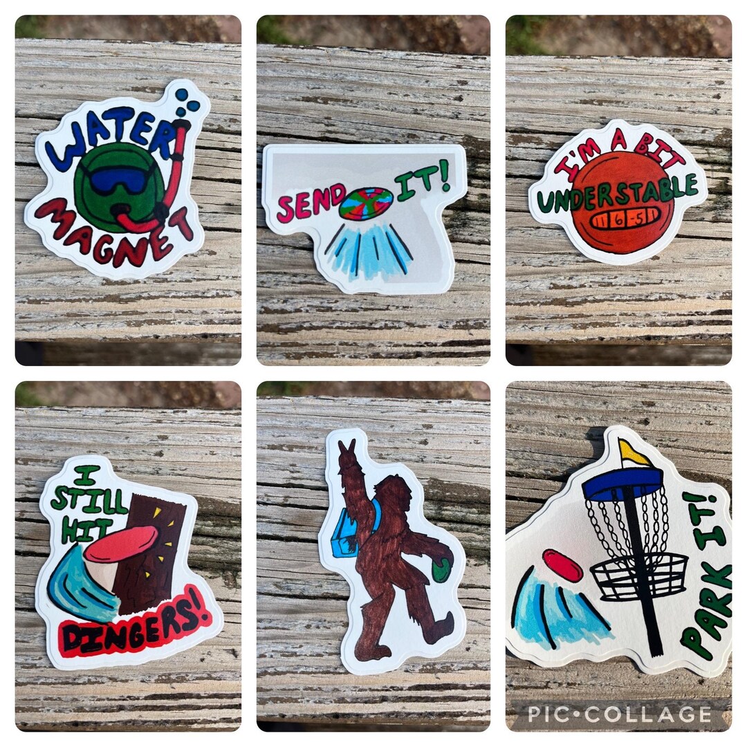 6 Pack Disc Golf Stickers Funny Disc Golf Sayings Water Bottle Stickers ...