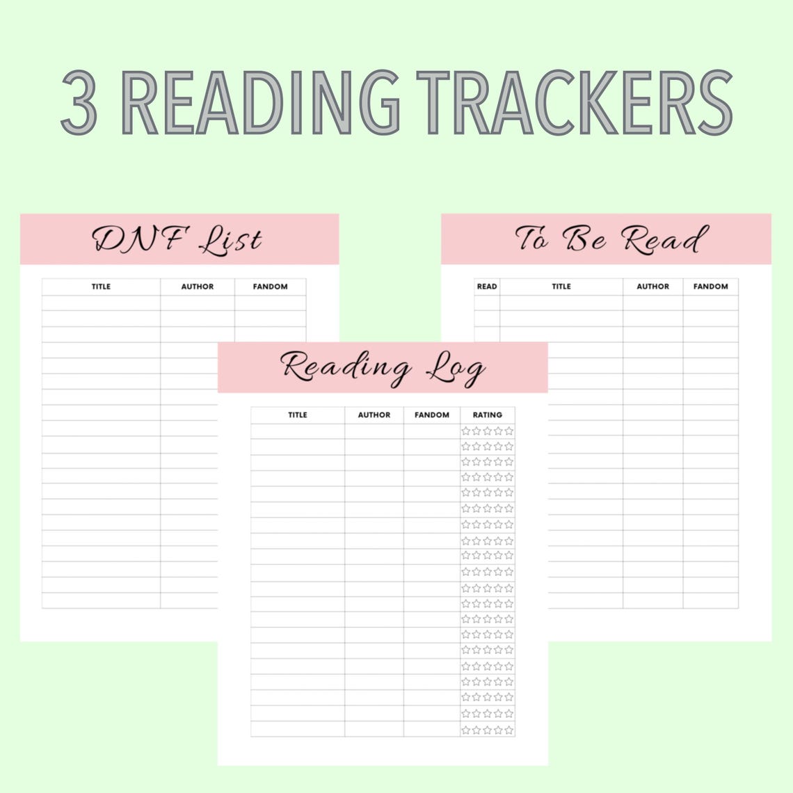 Printable Fanfic Reading Journal: 20-page Tracker Bundle (digital ...