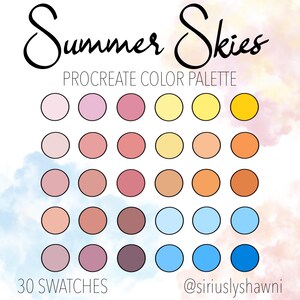 Summer Skies Procreate Color Palette | 30 Color Swatches | Instant ...