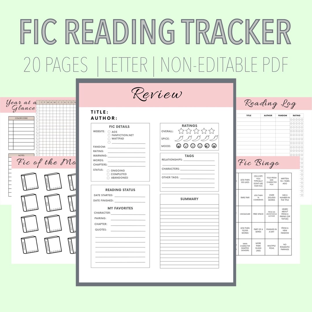 Printable Fanfic Reading Journal | Digital Download | Fic Tracking ...
