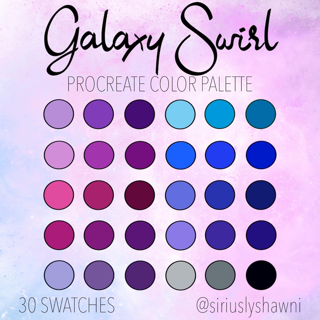 Galaxy Swirl Procreate Color Palette: 30 Color Swatches (digital ...