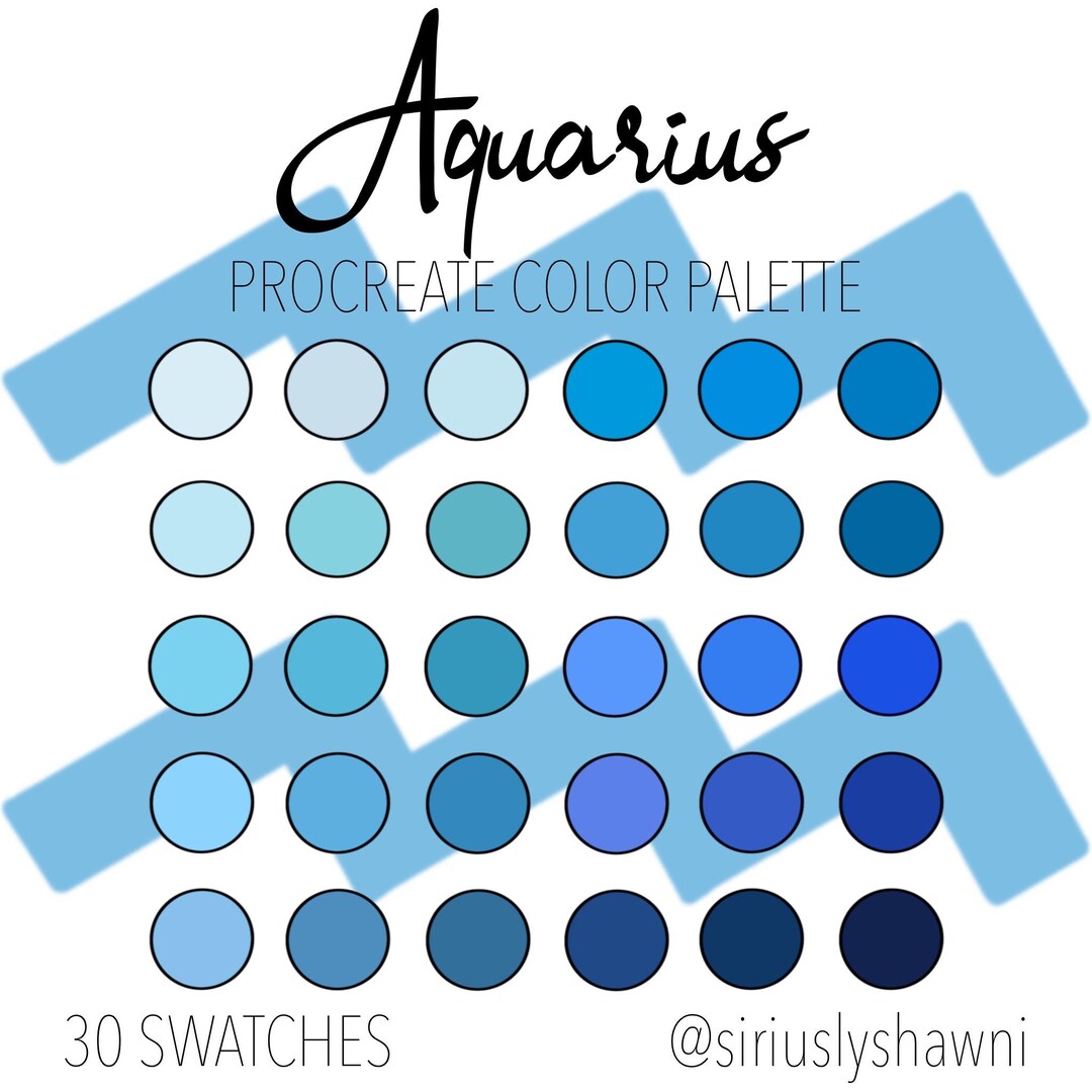 Aquarius Procreate Color Palette: 30 Swatches (digital Download) - Etsy