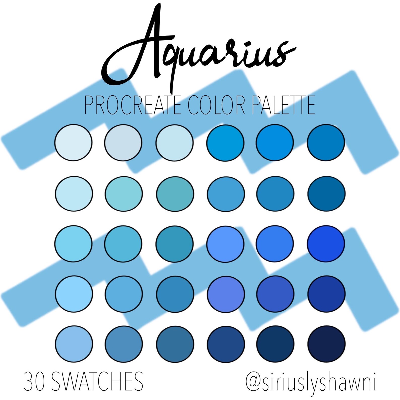 Aquarius Procreate Color Palette: 30 Swatches (digital Download) - Etsy
