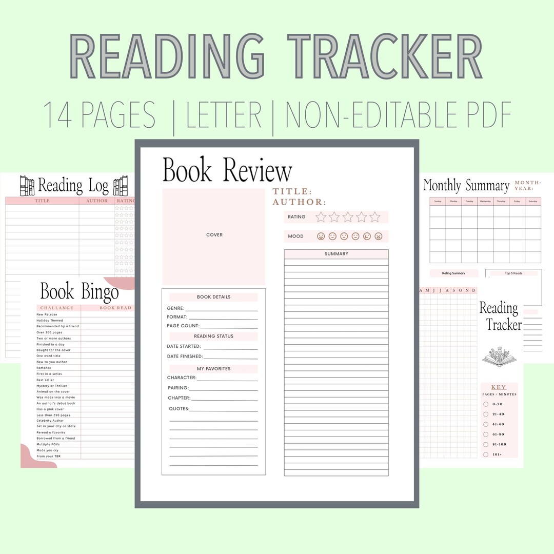 Printable Reading Journal | Digital Download | Book Tracking Journal ...