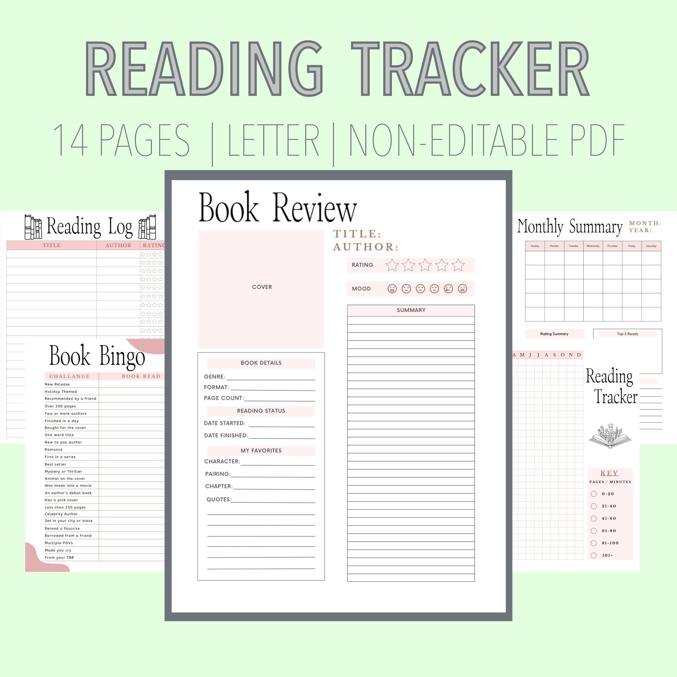 Printable Reading Journal | Digital Download | Book Tracking Journal ...