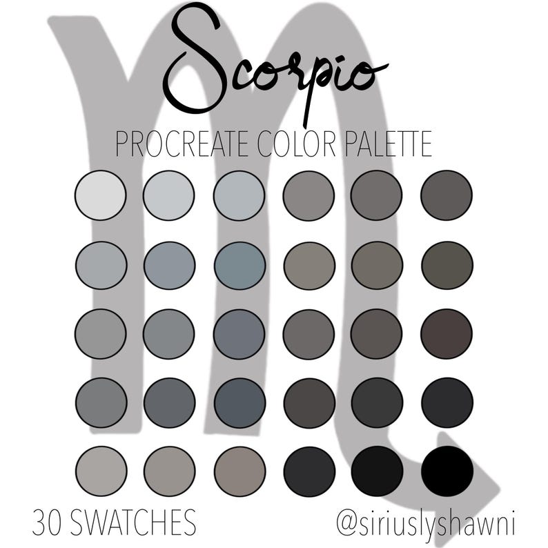 Scorpio Procreate Color Palette 30 Color Swatches Instant Download ...