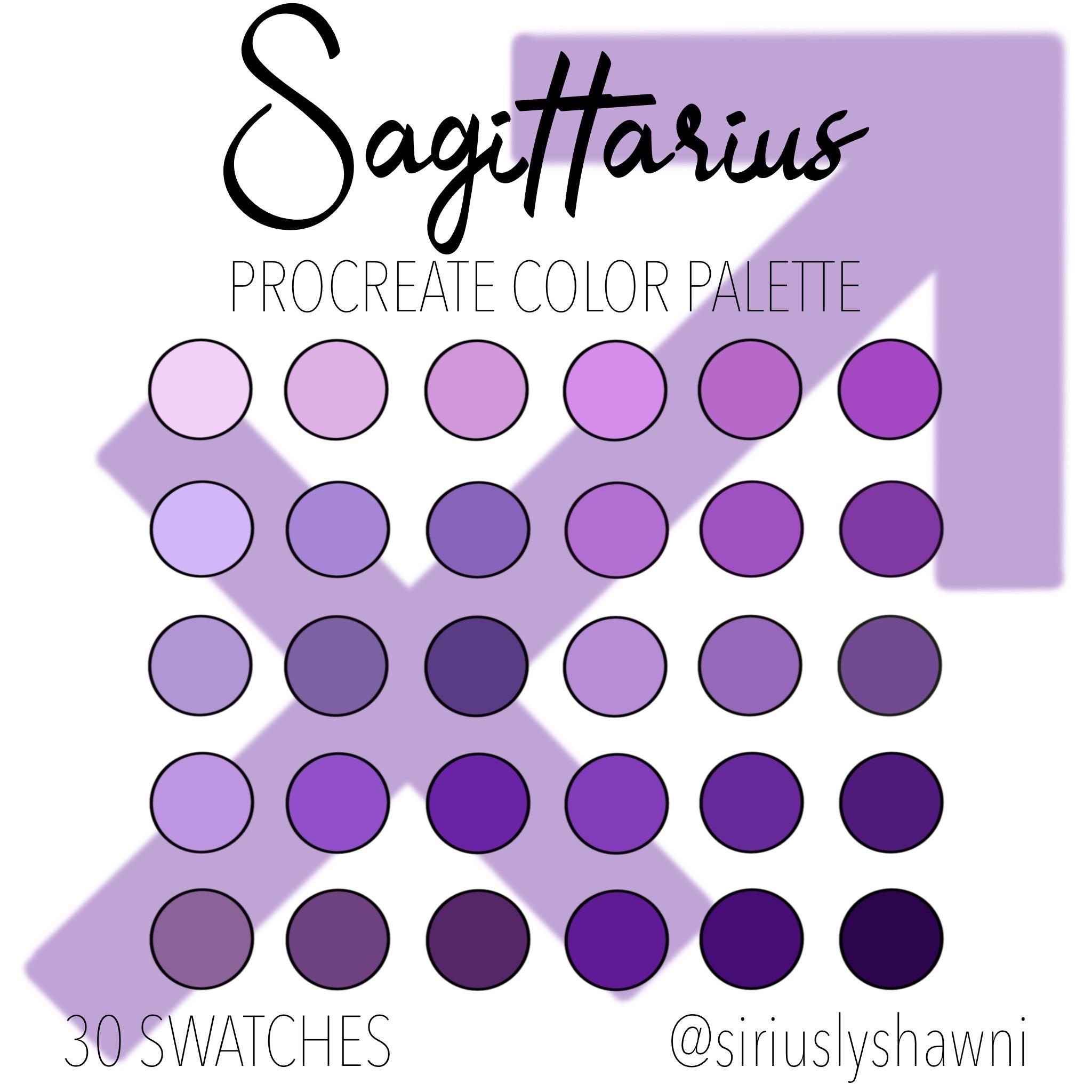 Sagittarius Procreate Color Palette | 30 Color Swatches | Instant ...