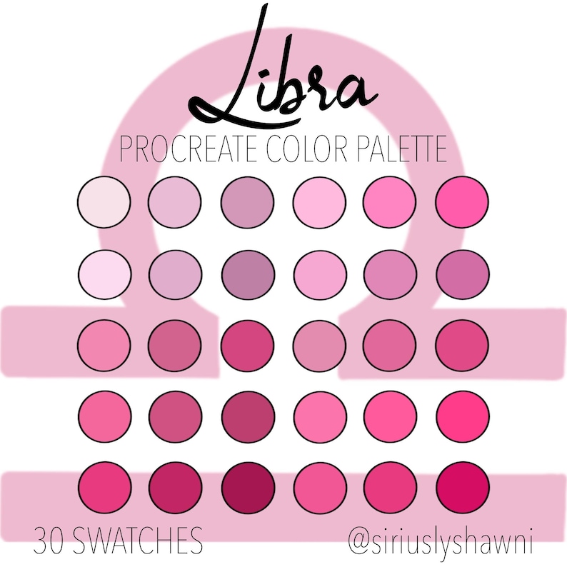 Libra Procreate Color Palette | 30 Color Swatches | Instant Download ...