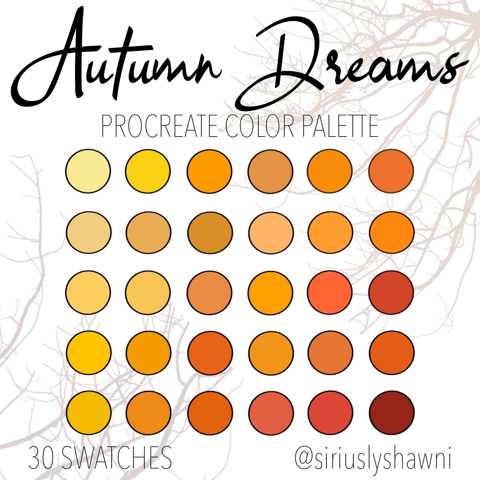 Autumn Dreams Procreate Color Palette | 30 Color Swatches | Instant ...