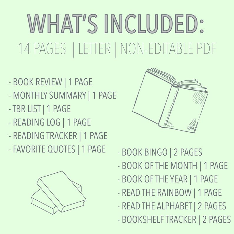Printable Reading Journal Digital Download Book Tracking Journal ...