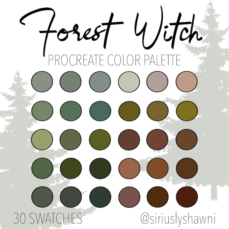 Forest Witch Procreate Color Palette: 30 Swatches (digital Download) - Etsy
