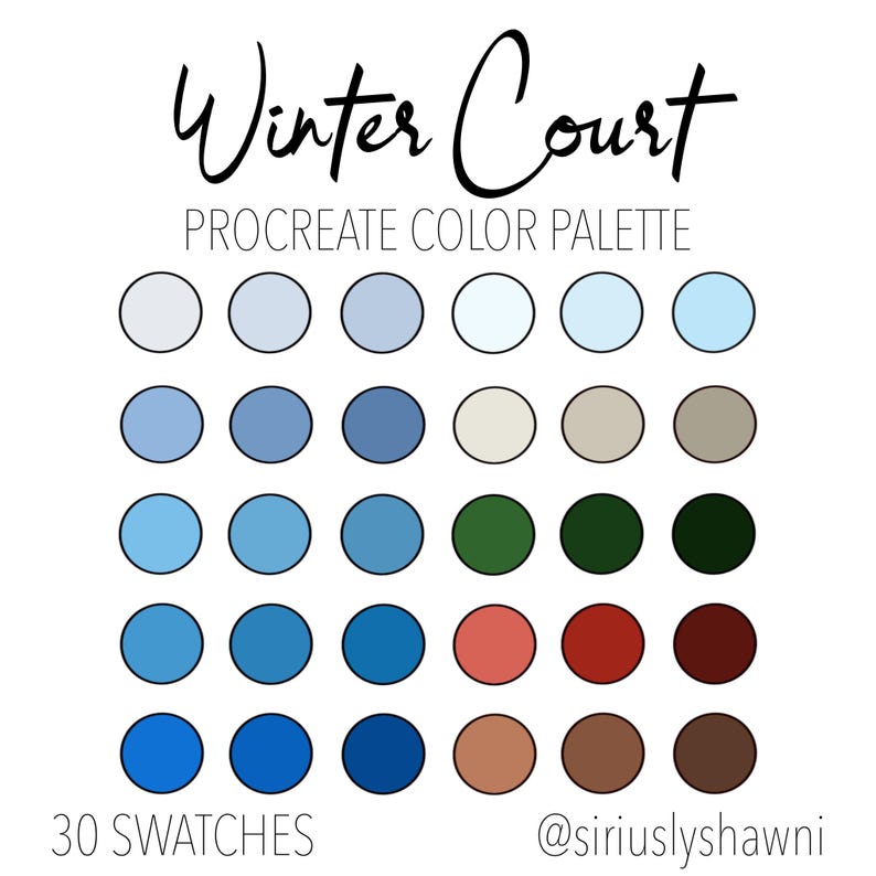 Winter Court Procreate Color Palette | 30 Swatch Set for iPad Drawing ...