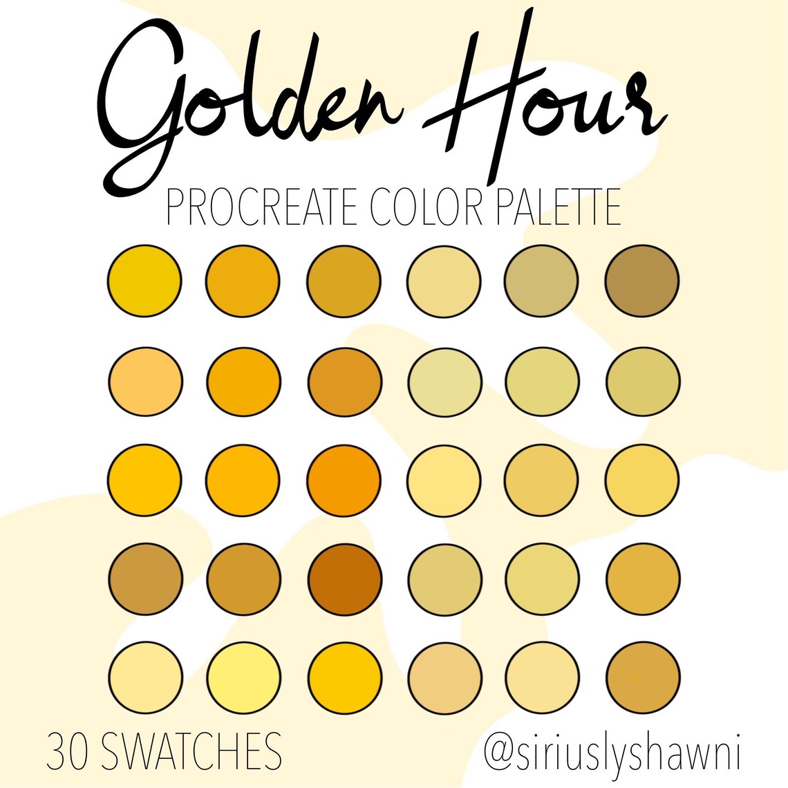 Golden Hour Procreate Color Palette | 30 Color Swatches | Instant ...