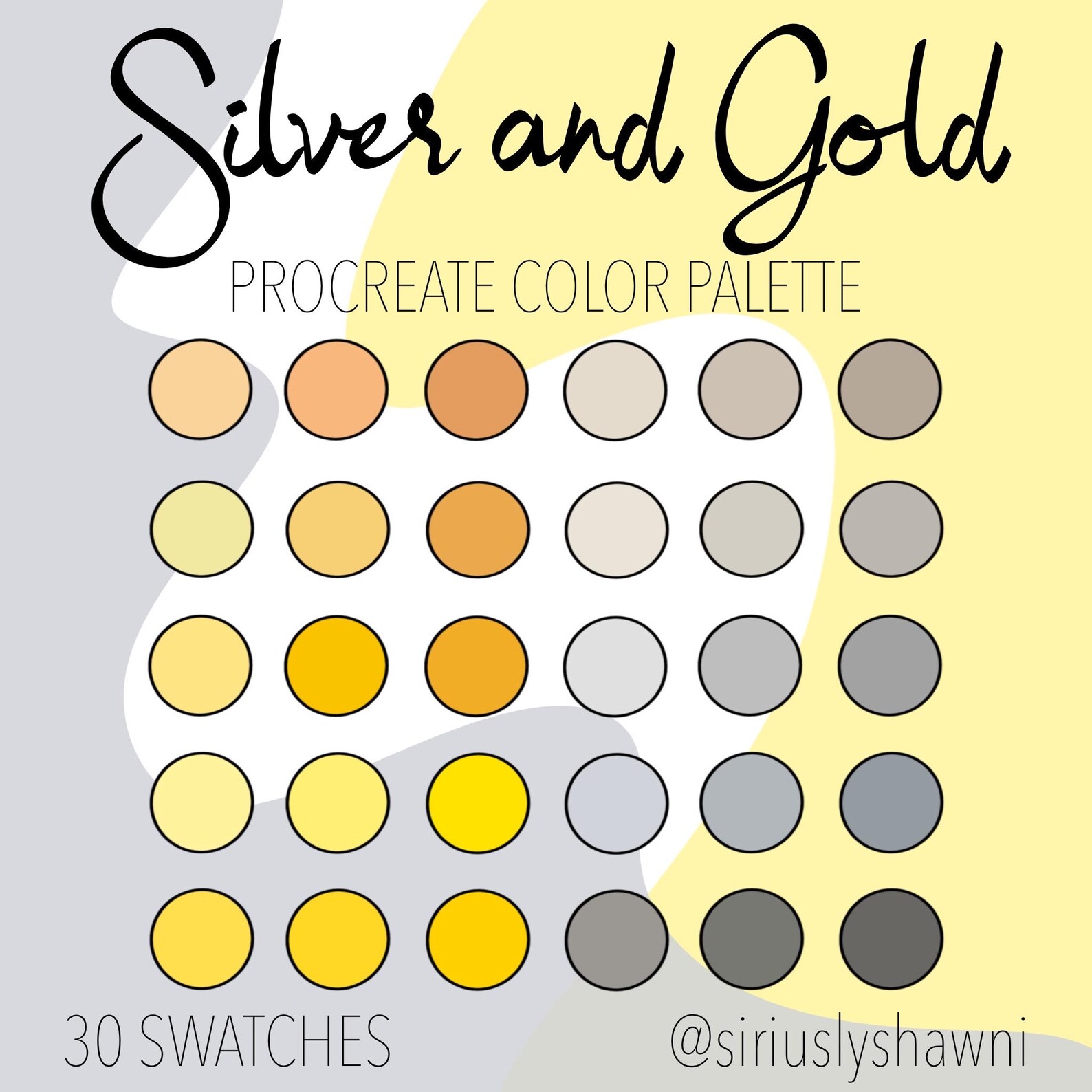 Silver and Gold Procreate Color Palette | 30 Color Swatches | Instant ...