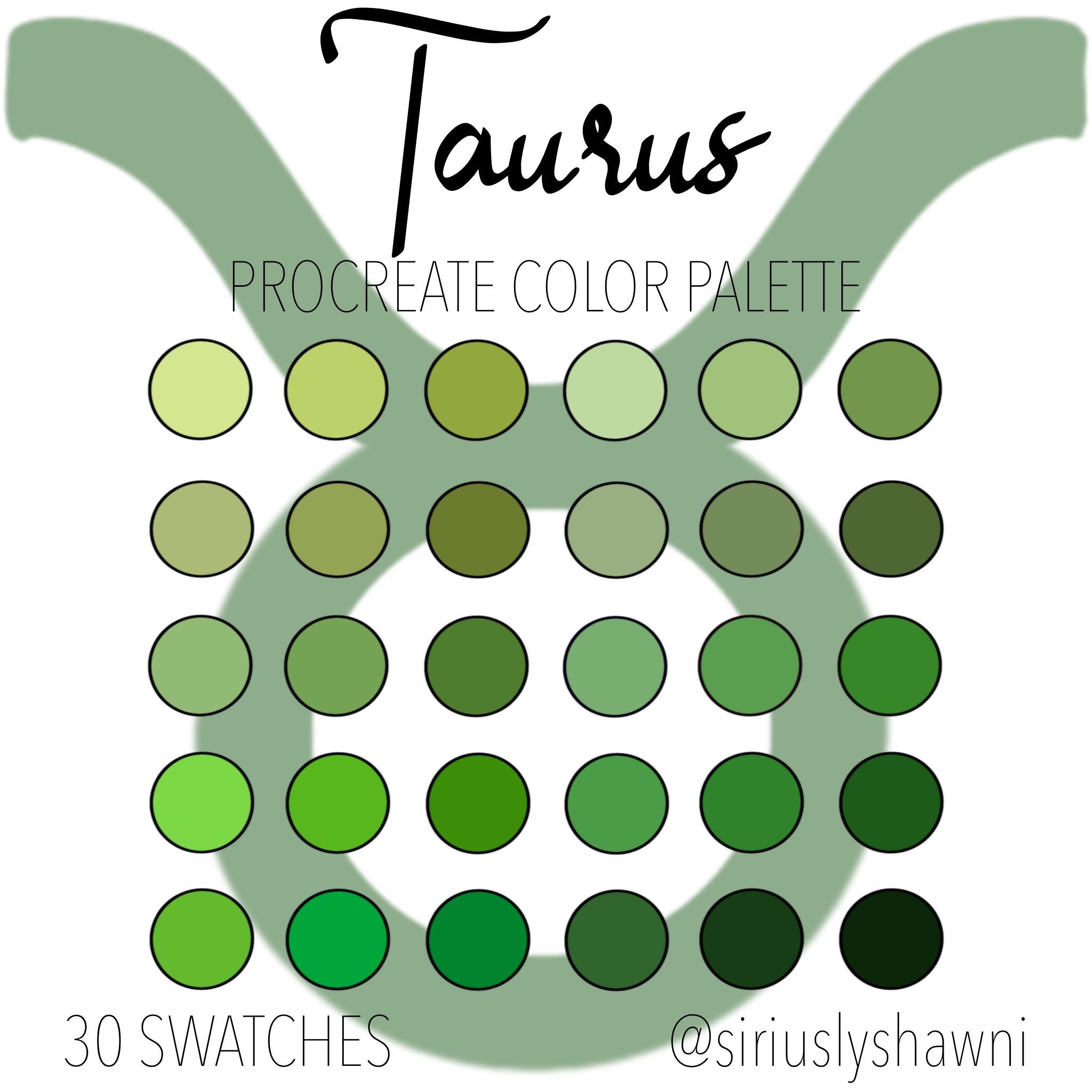 Taurus Procreate Color Palette | 30 Color Swatches | Instant Download ...