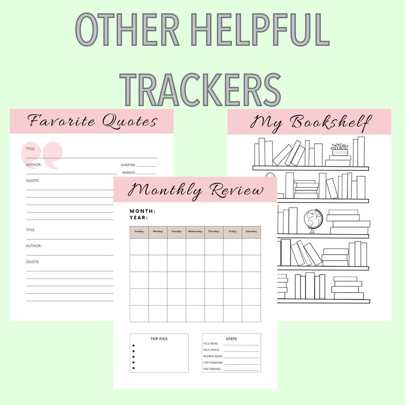 Printable Fanfic Reading Journal: 20-page Tracker Bundle (digital ...