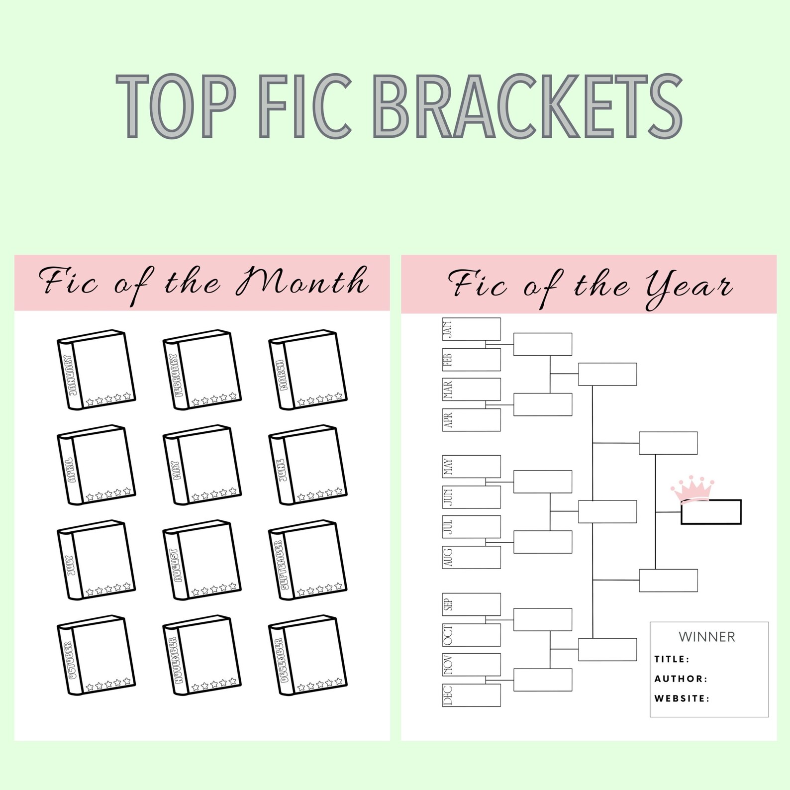 Printable Fanfic Reading Journal: 20-page Tracker Bundle (digital ...