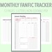Printable Monthly Fanfic Summary | Digital Download | Fic Tracking ...