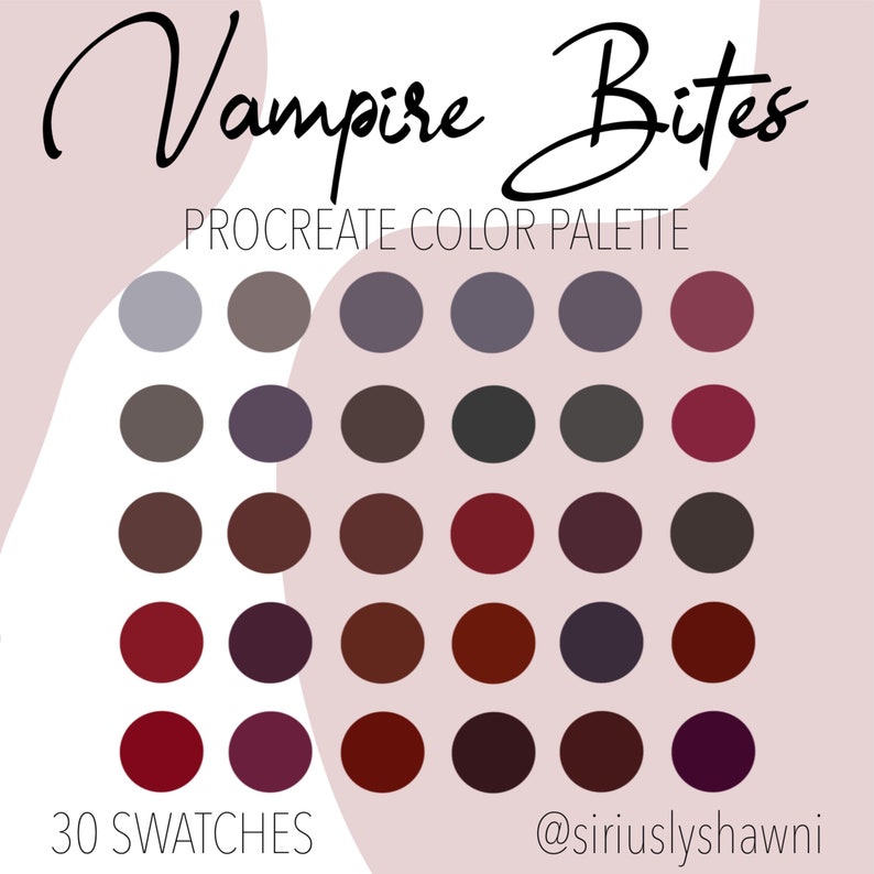 Vampire Bites Procreate Color Palette: 30 Swatches (digital Download ...