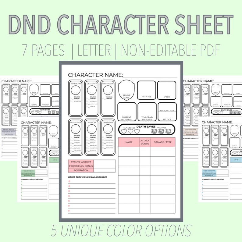 Minimalist DND Character Sheet Pack: Beginner Friendly (digital Download) - Etsy