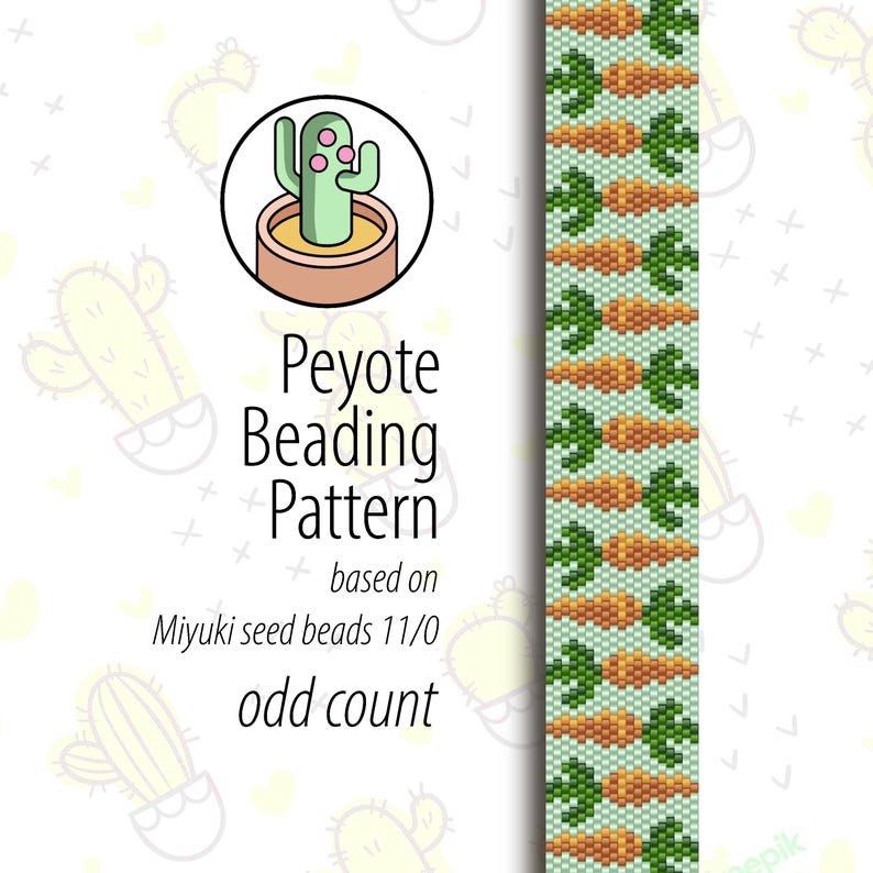 Carrot Peyote Pattern - Odd Count - Peyote Beading Pattern for Miyuki ...