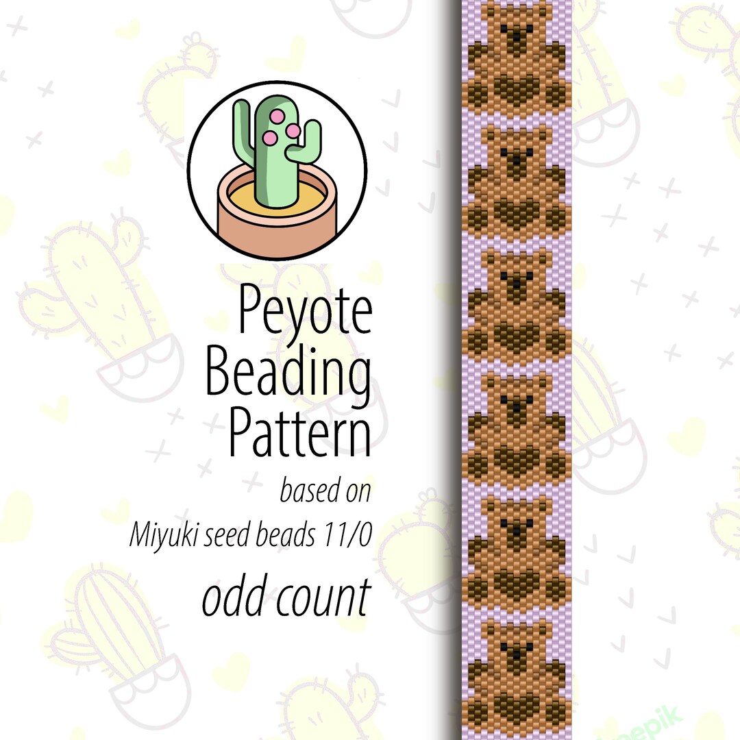 Cute Teddy Bear Peyote Pattern - Odd Count - Peyote Beading Pattern for ...